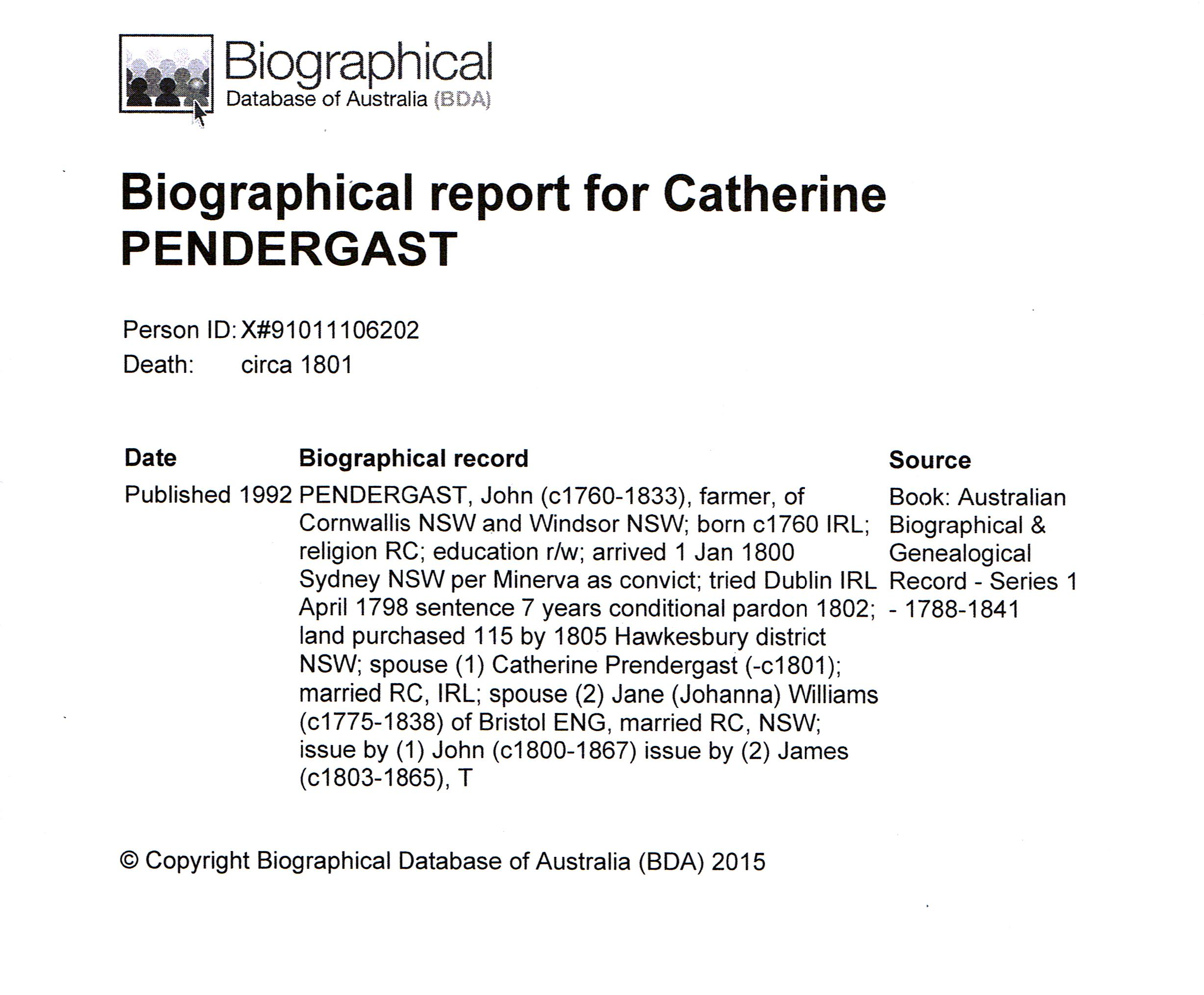 Catherine Prendergast – Where are you ? – Families of Ireland